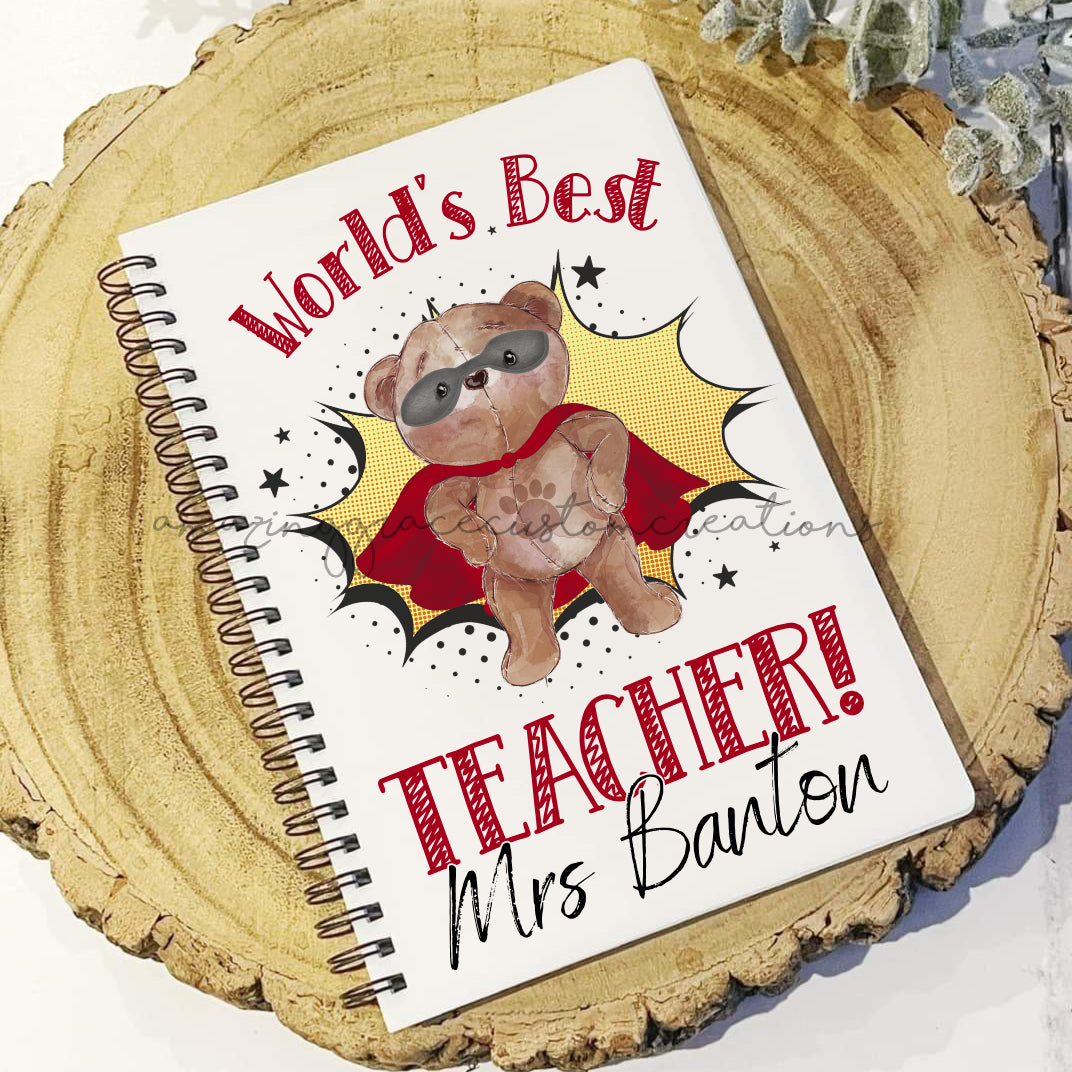Personalised Teachers note book – Amazing Grace Custom Creations