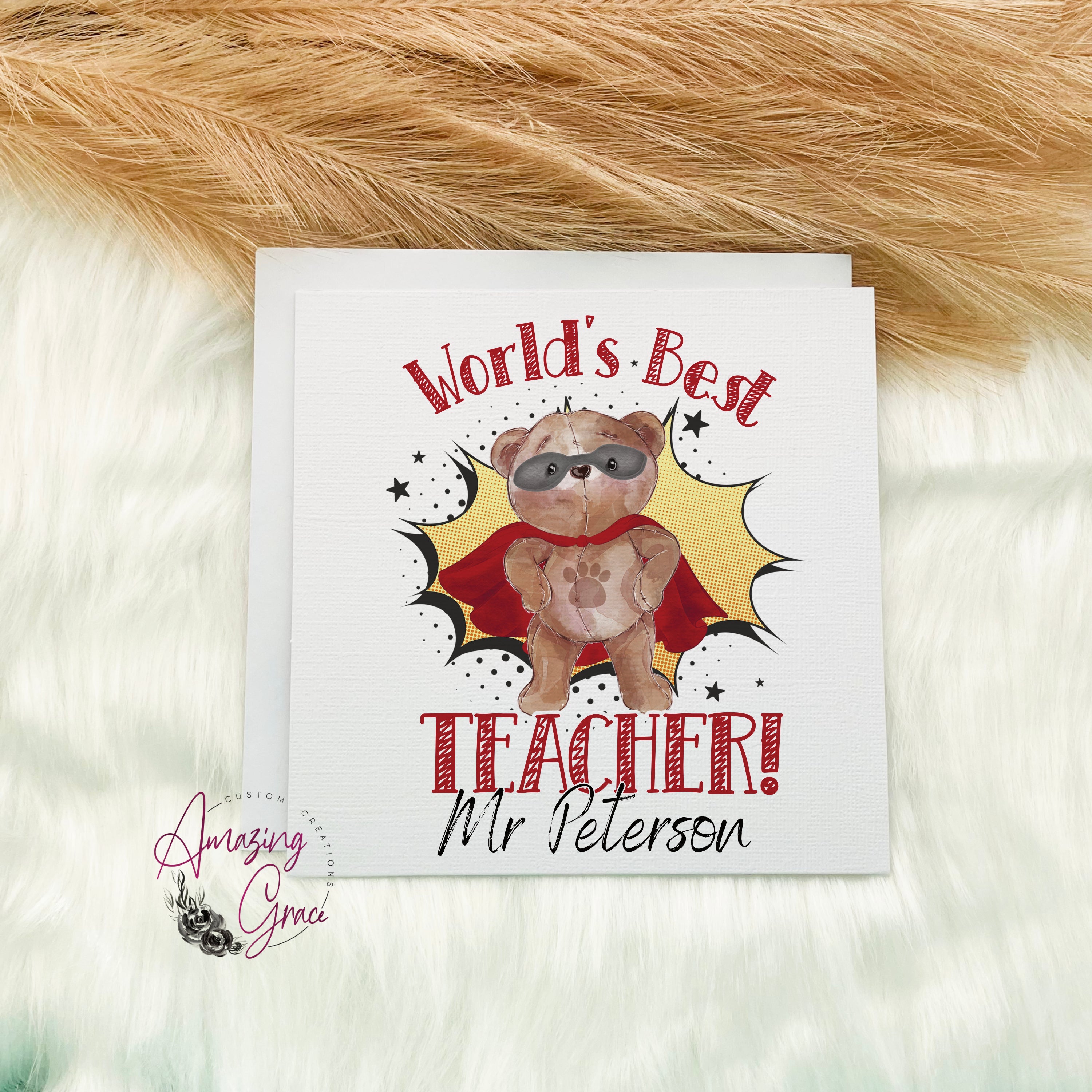 Worlds best teacher card – Amazing Grace Custom Creations